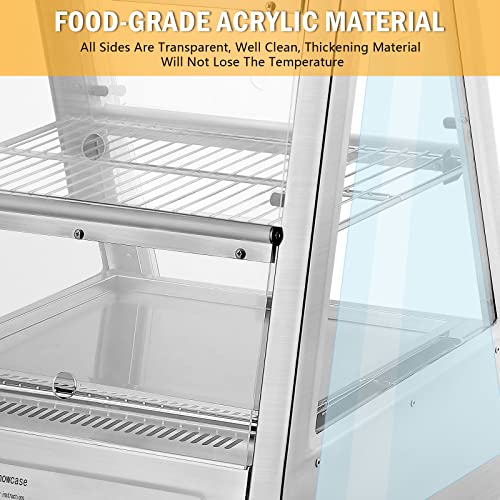 WSSEY Commercial Food Warmer Display, Countertop Pizza Warmers Display Pastry Patty Warmer,Stainless Steel Heated Cabinetsuitable for Restaurants,2-Tier 110V