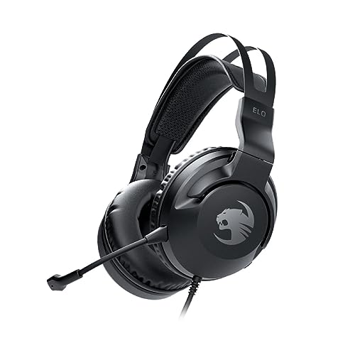 ROCCAT Elo X Stereo PC Gaming Headset, Wired Cross-Platform Headphones for Mac, Xbox Series X|S, Xbox One, PlayStation, and Mobile, Detachable Noise Cancelling Microphone, Lightweight, Black