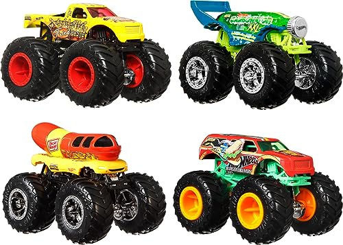 Hot Wheels Monster Trucks Set of 4 1:64 Scale Toy Trucks, Collectible Vehicles (Styles May Vary) (Amazon Exclusive)