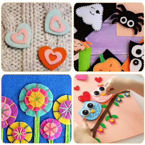 Felt Sheets for Crafts 9PCS 11.8 * 7.9in Wool Stiff Felt Sheets Soft Fabric Skin Felt DIY Patchwork Rug Arts and Crafts Fabric Pieces (Black+White+Gray)