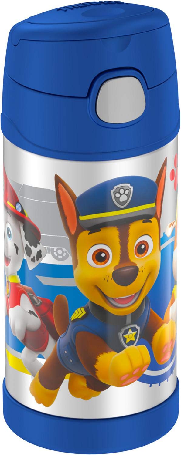 THERMOS FUNTAINER 12 Ounce Stainless Steel Vacuum Insulated Kids Straw Bottle, Paw Patrol