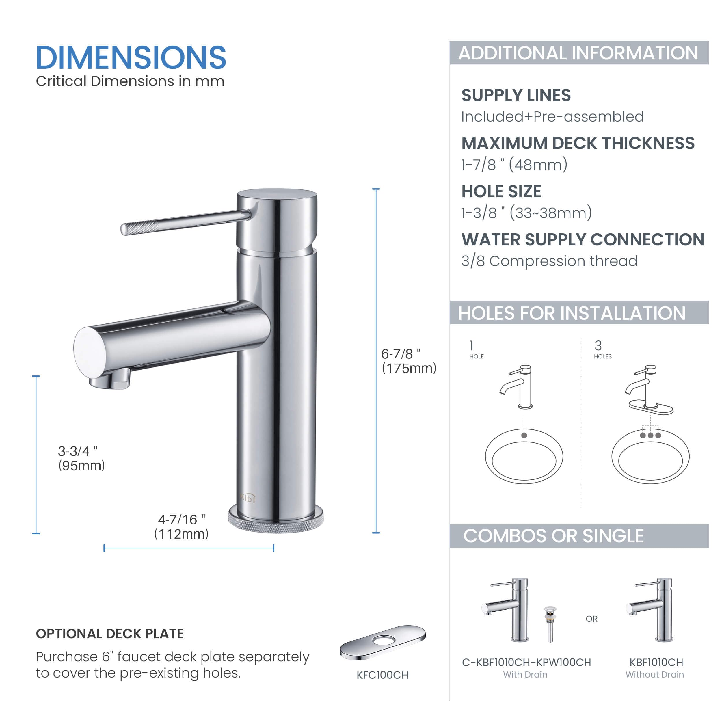 KIBI KBF1010 Solid Brass Single Handle Single Hole Circular X Faucet for Bathroom Sink with Pop Up Drain | High Arc Faucet Spout | Chrome Finish | Corrosion and Rust Resistant