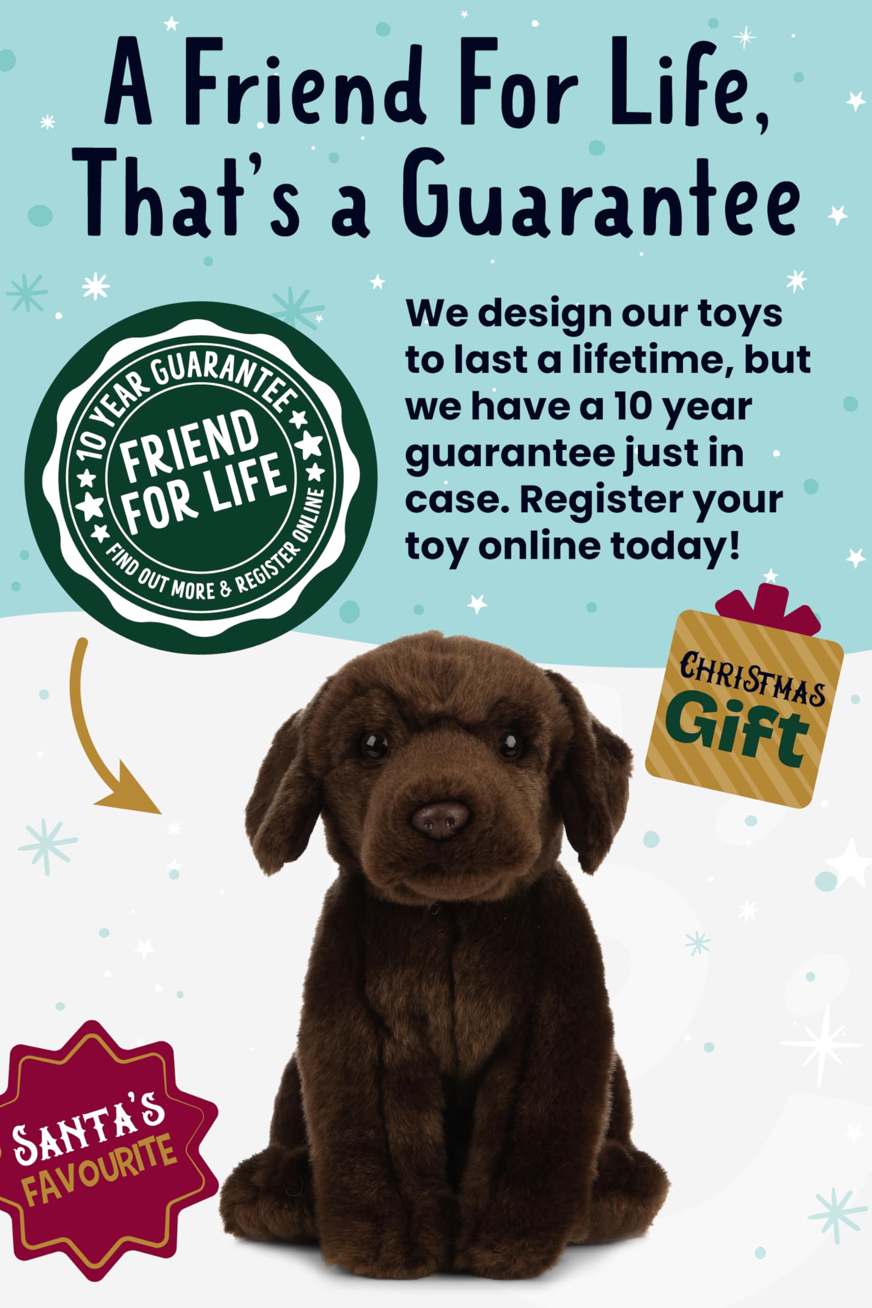 Living Nature Chocolate Labrador Stuffed Animal | Fluffy Dog Animal | Soft Toy Gift for Kids | 8 inches