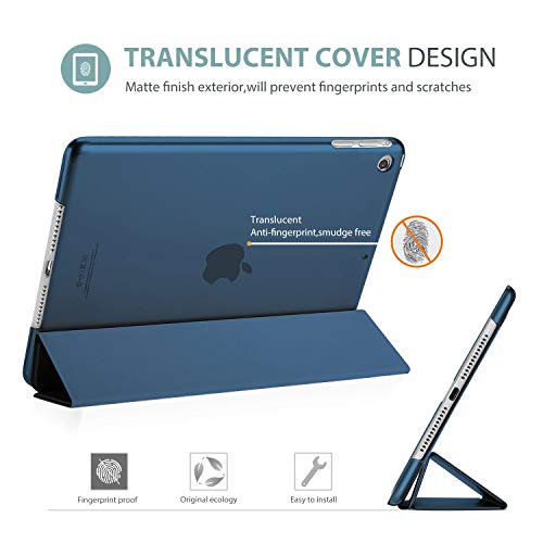 ProCase Smart Case for iPad Air 1st Edition, Ultra Slim Lightweight Stand Protective Case Shell with Translucent Frosted Back Cover for Apple iPad Air 2013 Model (A1474 A1475 A1476) -Navy