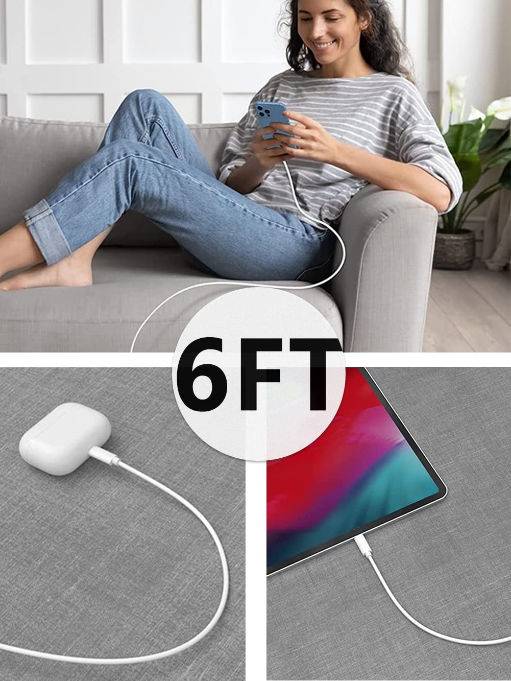 Fast Charger for iPhone, GKW 20W Block with USB-C to Lightning Cable 6FT MFi-Certified Compatible with iPhone 14 Pro Max /13/12/11/XS Max/XR/X/8/7 Plus/Air Pods/iPad,2Pack