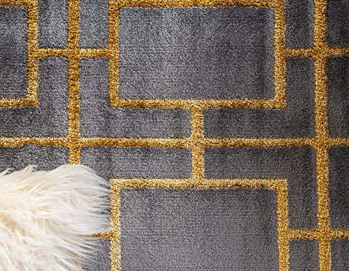 Unique Loom Marilyn Monroe Glam Collection Area Rug - Deco (6' 1' x 9' Rectangle, Gray Gold/ Gold)