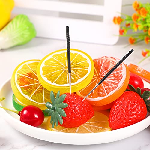 Portable Titanium Toothpicks Pocket Set Reusable Metal Stainless Steel Toothpicks with Holder for Outdoor Picnic and Camping (Black,2 Sets)