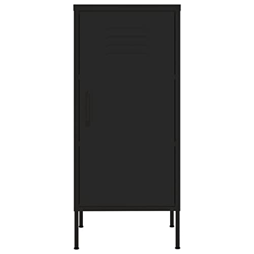 GOLINPEILO Metal Storage Cabinet with Single Doors and 2 Adjustable Shelves, Steel Garage Storage Cabinet File Cabinet Counter Cabinet for Home Office, Garage, Gym, School, 16.7"x13.8"x40" Black