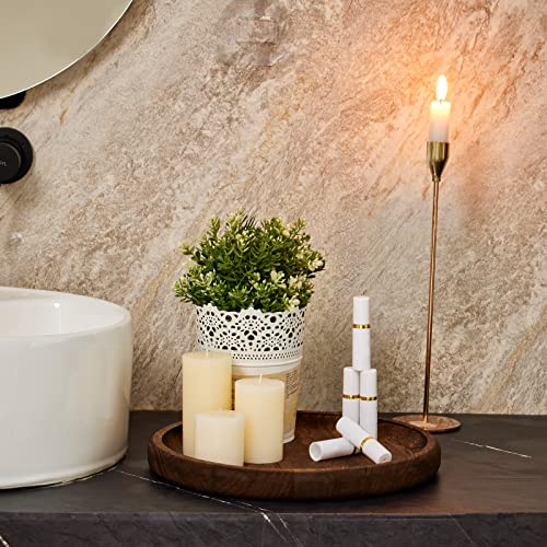 Yangbaga 11.8InWood Rustic Round Decorative Serving Tray,Ottoman Centerpiece Candle Holder Trays ,Farmhouse Tray for Kitchen Countertop& Home Decor &Coffee Table