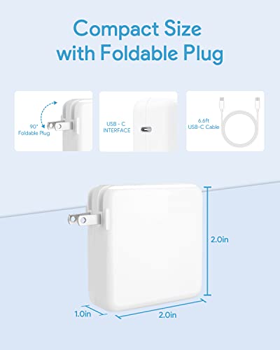 Mac Book Pro Charger, 61W/67W USB C Charger Power Adapter for MacBook Pro/Air 13/14 Inch, for MacBook 12 Inch,Included USB-C to USB-C Charge Cable (6.6ft/2m)