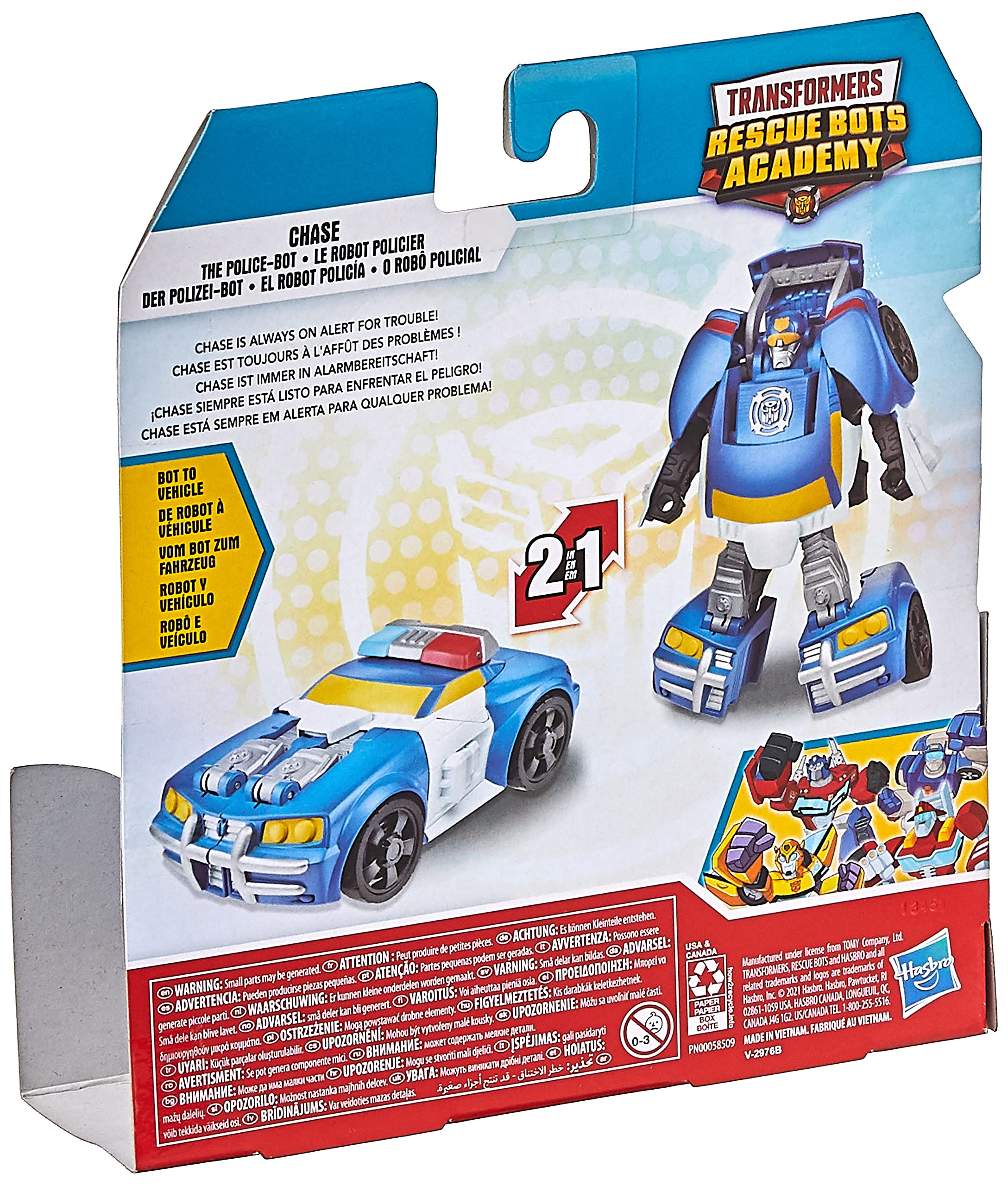 Transformers Playskool Heroes Rescue Bots Academy Classic Heroes Team Chase The Police-Bot Converting Toy, 4.5-Inch Action Figure, Kids Ages 3 and Up