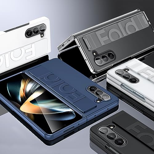 phone flip case Ultra-Thin Case Compatible with Samsung Galaxy Z Fold 5 Case w Grip Silicone Strap, Hard PC Case, Anti-Scratches Shockproof Case Protective Phone Case phone screen protection ( Color :