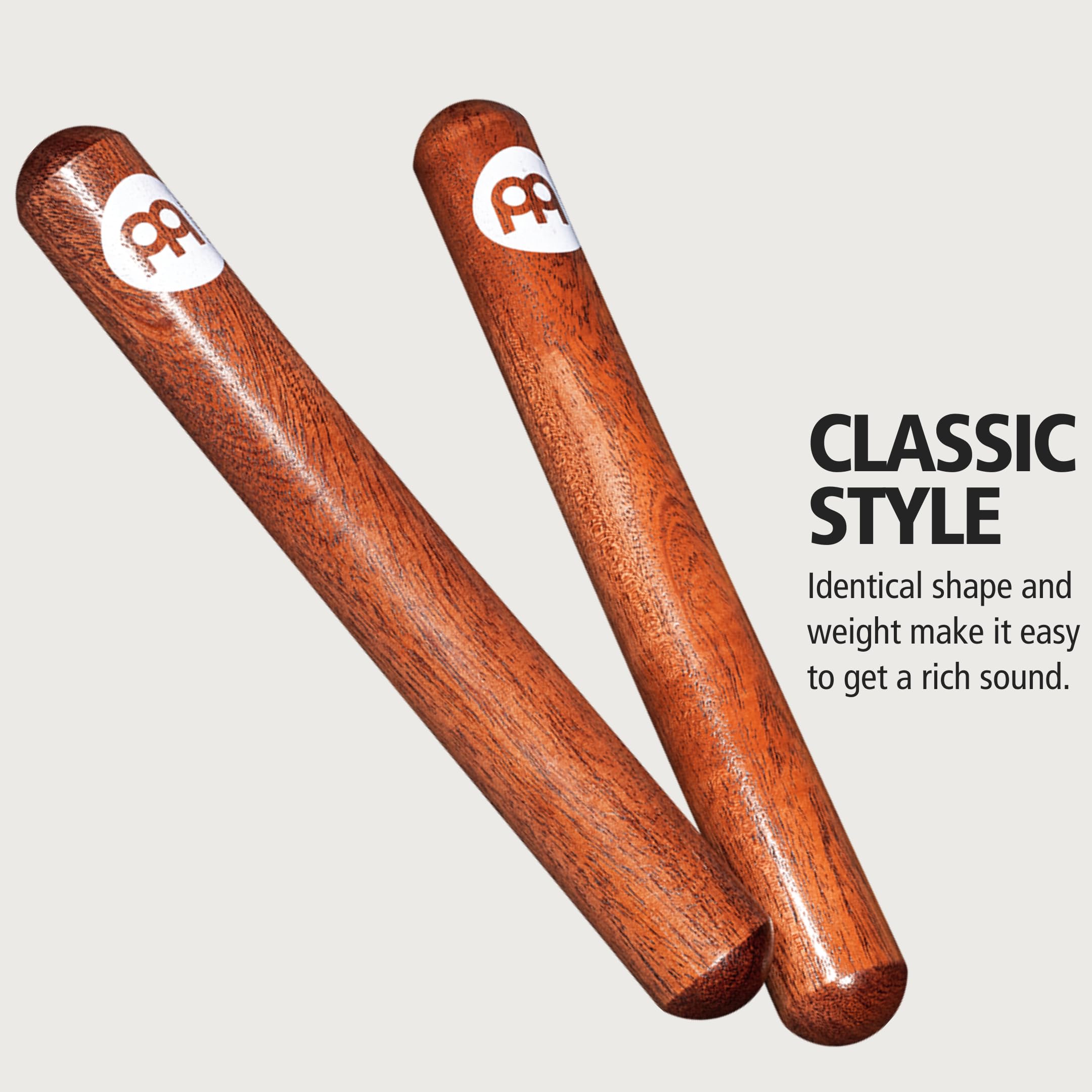 Meinl Percussion Select Hardwood Claves Musical Instrument Sticks โ NOT Made in China โ for Live, Studio and Classrooms, 2-Year Warranty (CL1RW)