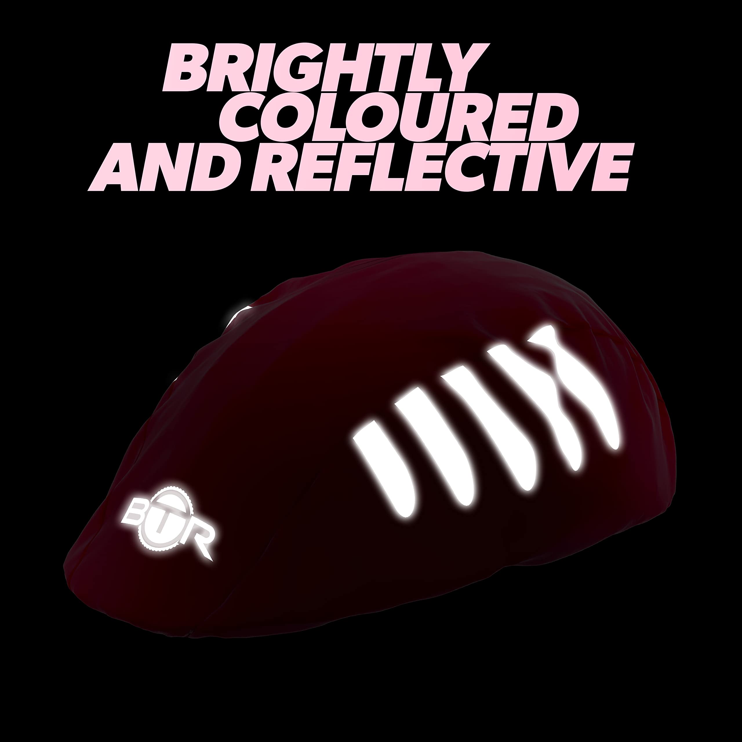 BTR High Visibility PINK Universal Size Bike/Bicycle Waterproof Helmet Cover with Reflective Stripes - One Size Fits All