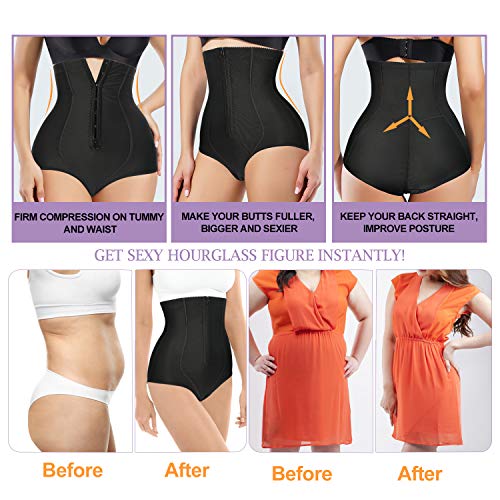 YERKOAD Women Tummy Control Shapewear Bodysuit Butt lifter Shorts Hi- Waist Trainer Panties Body Shaper Underwear Slim Corset (X-Large, Black)