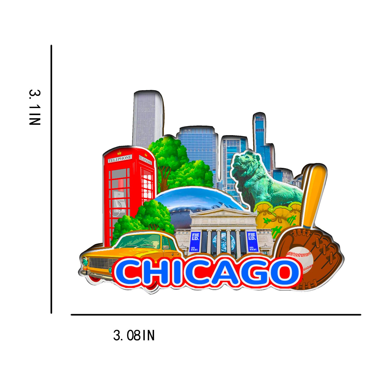 Chicago Illinois USA Magnet Fridge Magnet Wooden 3D Landmarks Travel Collectible Souvenirs Decoration Handmade-1090