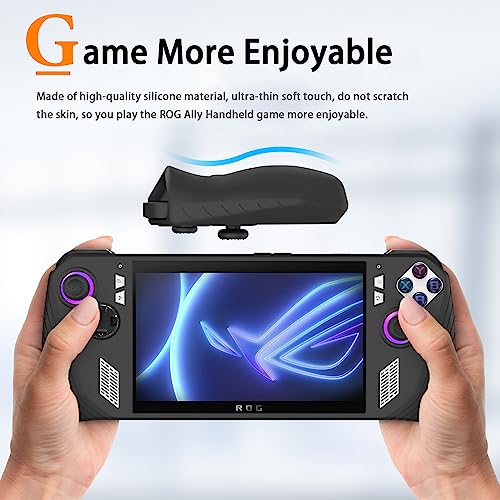 Miimall Compatible for ROG Ally Case, Asus Ally Silicone Case, Anti-Fingerprint Shock-Absorption Anti-Scratch Soft Silicone Skin Cover Protector Case for Asus ROG Ally Handheld 2023 Accessories-Black