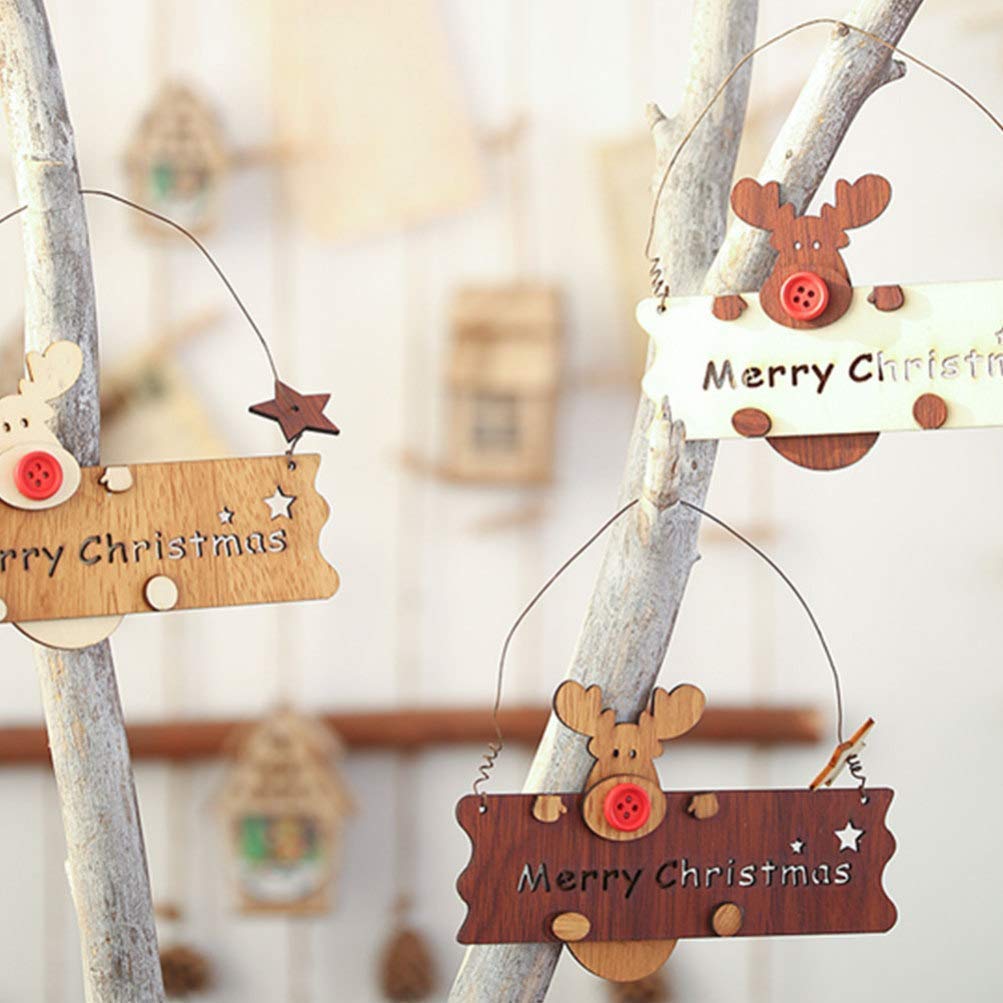 BinaryABC Christmas Wooden Sign Plaque Door Wall Hanging Decorations,Merry Christmas Party Decorations,3Pcs