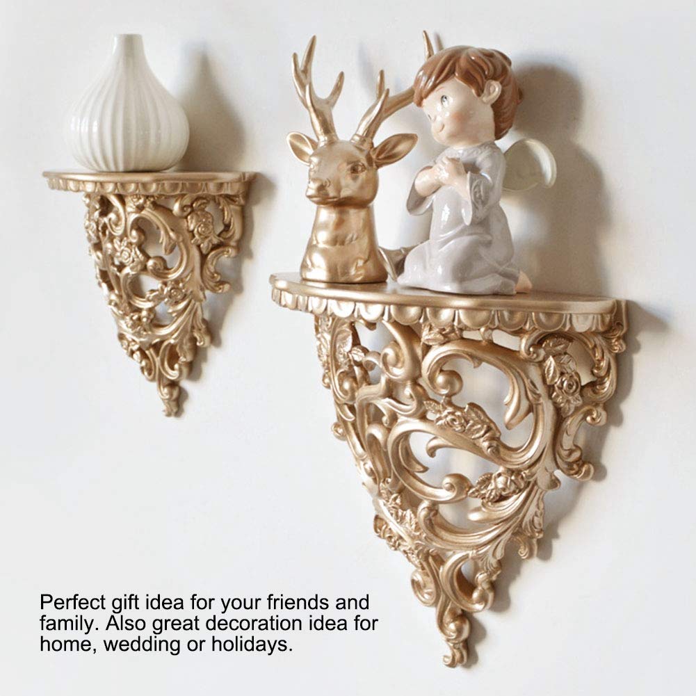 Gsycle Floating Shelves, European Hollow Style Shelf Wall Mount Storage Rack Decoration Shelf for Home Living Room Decorations