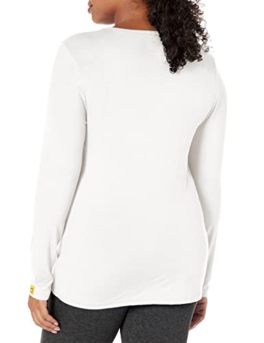 WonderWink Layers Women’s Silky Long Sleeve Tee — White, Medium