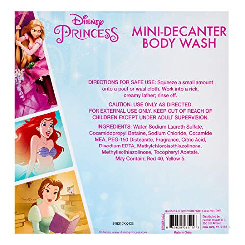 Centric Beauty Disney Princess 2-Piece Mini-Decanter Body Wash Set With Ariel & Jasmine Bottles Christmas Stocking Stuffer Gift Set