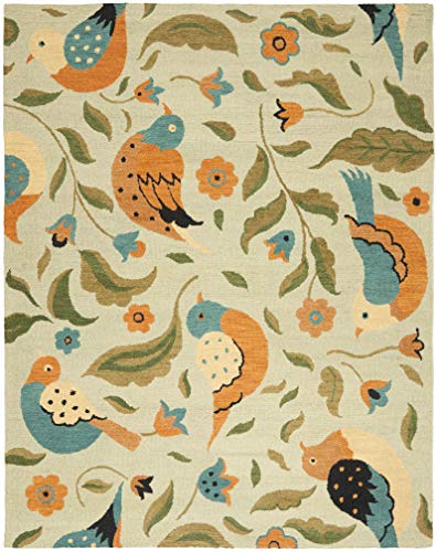 SAFAVIEH Blossom Collection 4' x 6' Sage / Multi BLM676A Handmade Premium Wool Area Rug
