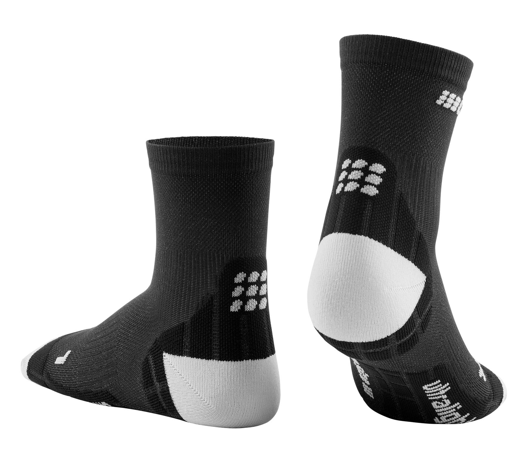 CEP Men's Ultralight Short Crew Sock Black/Light Grey Size 4
