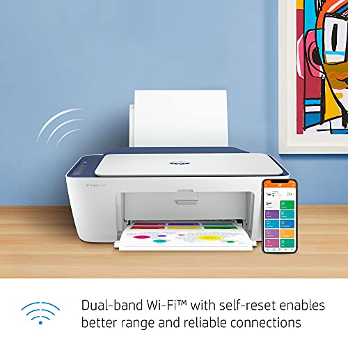 HP DeskJet 27 42e Series Wireless Inkjet Color All-in-One Printer - Print Copy Scan - USB Connectivity - Mobile Printing - Up to 7 ISO PPM - Up to 4800 x 1200 DPI - Blue + HDMI Cable