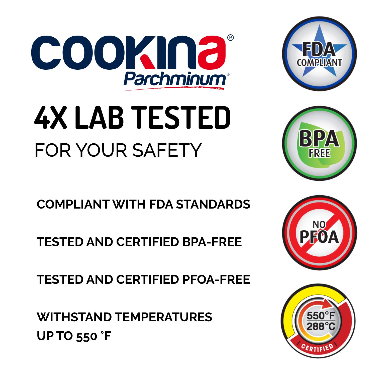 COOKINA Parchminum Reusable Presentation and Cooking Mat - 100% Non-Stick, Easy to Clean Cooking Sheet for Gas, Electric, Toaster and Convection Ovens