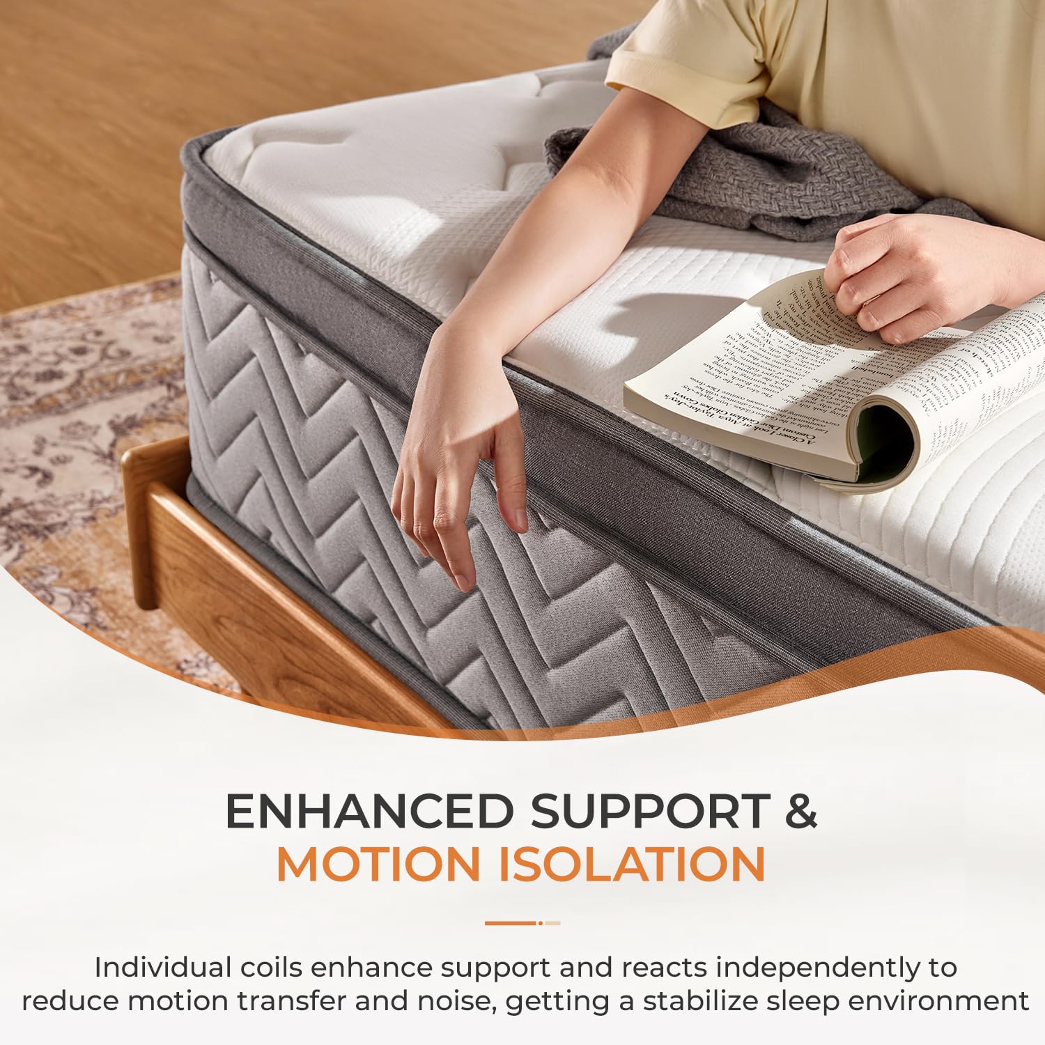Sweetnight Full Mattress,12 Inch Hybrid Mattress with Individual Pocketed Coils for Pressure Relief & Motion Isolation, Nimbus