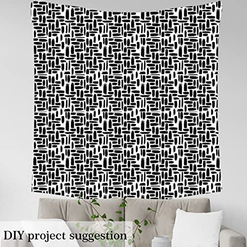 Geometric Stripe Fabric by The Yard, Bohemian Exotic Abstract Striped Upholstery Fabric, Black White Ink Decorative Fabric for Upholstery and Home Accents, Craft Art for Quilting Sewing, 1 Yard