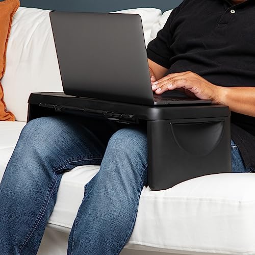Mind Reader Anchor Collection, Portable Laptop Desk/Breakfast Table with Hinged Lid and Storage, 18.75" L x 11.25" W x 7.25" H, Black