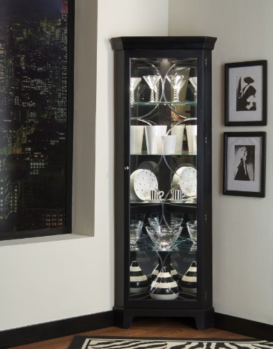 Pulaski Corner Curio, 27 by 15 by 74-Inch, Black