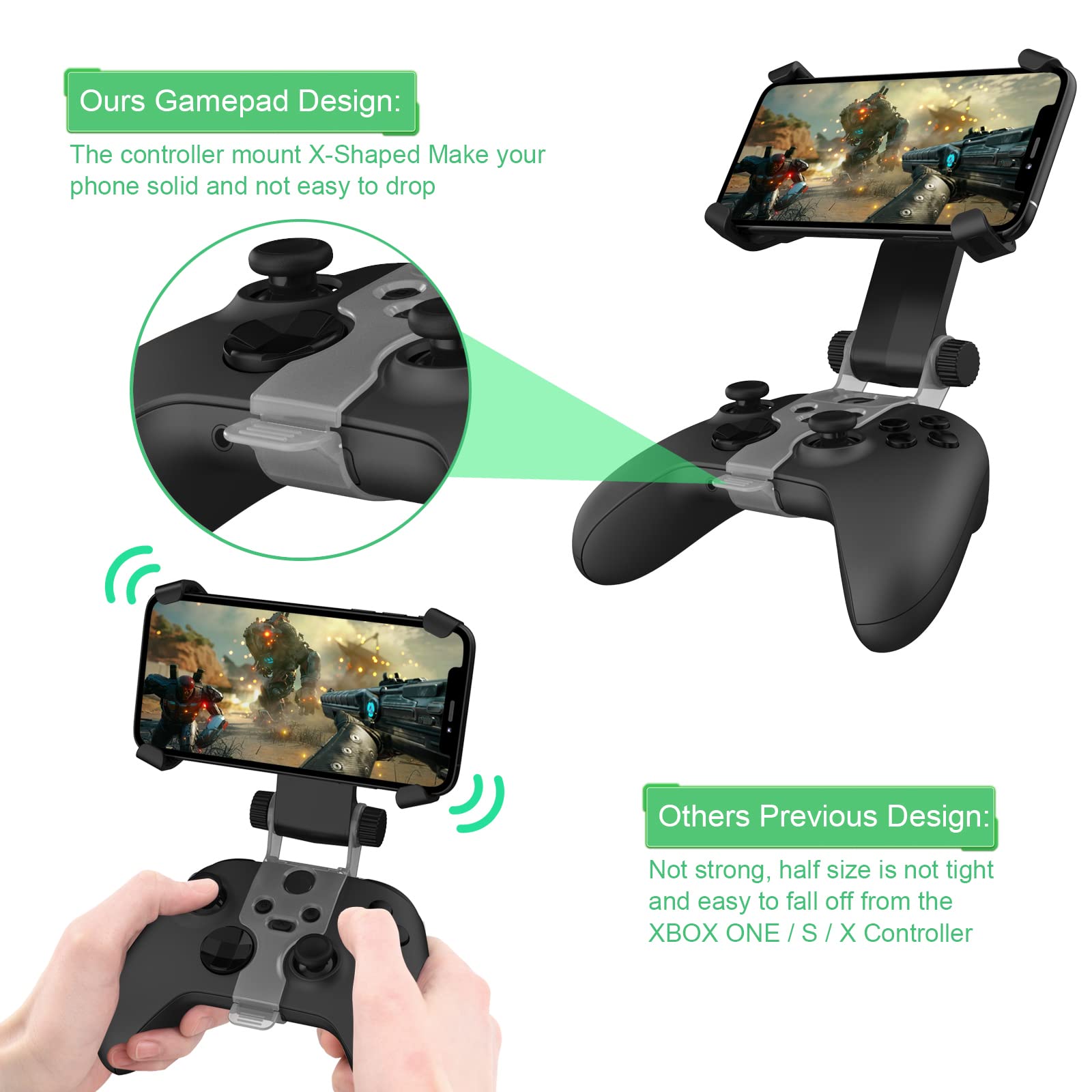 Dobe Controller Mobile Gaming Clip Holder Clamp for Xbox One Controller Phone Mount Adjustable Phone Holder Clamp Compatible with Xbox One S/X/Series S/X/Xbox One Controllers