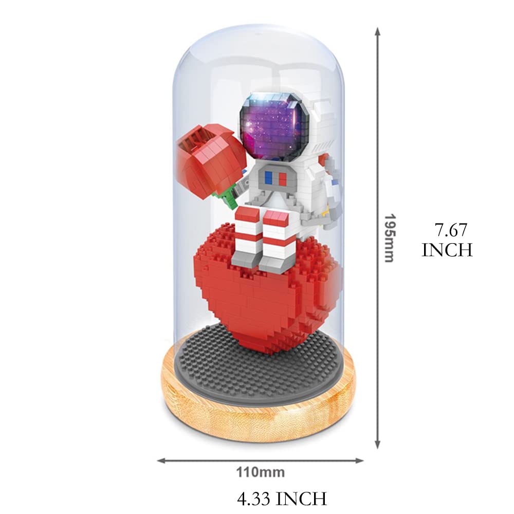 Uvini Building Blocks Astronaut Model with Light STEM Building Toy Micro Blocks for Adults or Teens Gifts Spaceman with Heart Mini Blocks Set DIY Bricks Toys 654PCS, 00877
