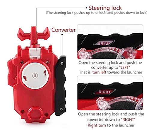 Left Right Sparking Launcher Bey Burst Evolution Turbo Blades Battling Tops String Launcher Grip Super King Booster B-174 Hyperion Burn Starter Set God Bey Gaming Spinning Toys Gift for Boys