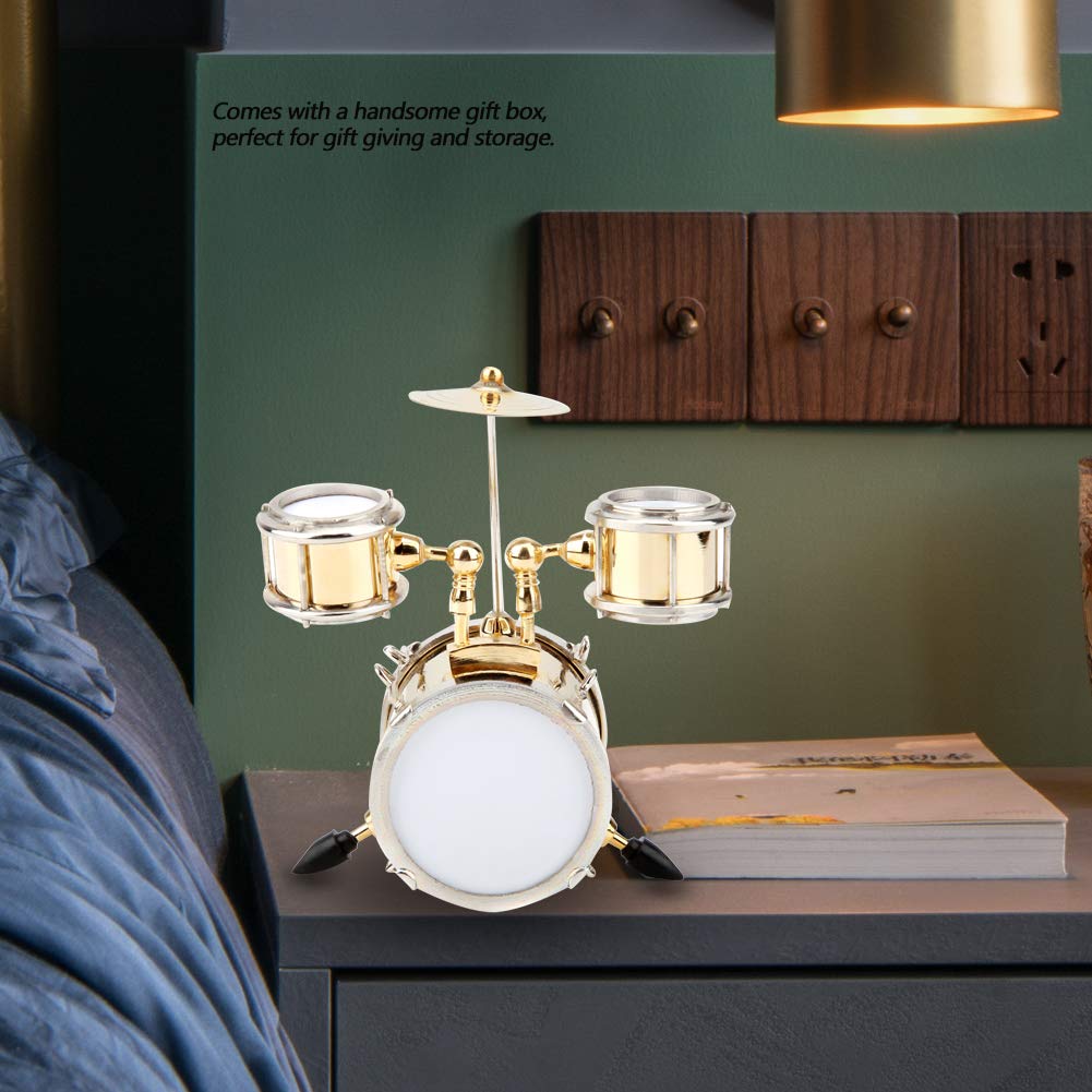 Miniature Musical Instrument Replica Drum Set Ornament Drummer Gift Children's Three Drum Model Decor 8.6x8x5.9cm