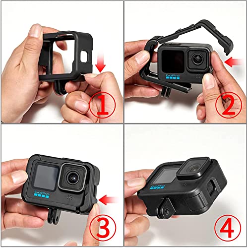 Protective Housing Case for Gopro Hero 9/Hero 10/Hero 11 Black, Housing Frame Case Mount Accessories for Gopro Hero9 Action Camera Accessory Kit with Quick Pull Movable Socket and Screw