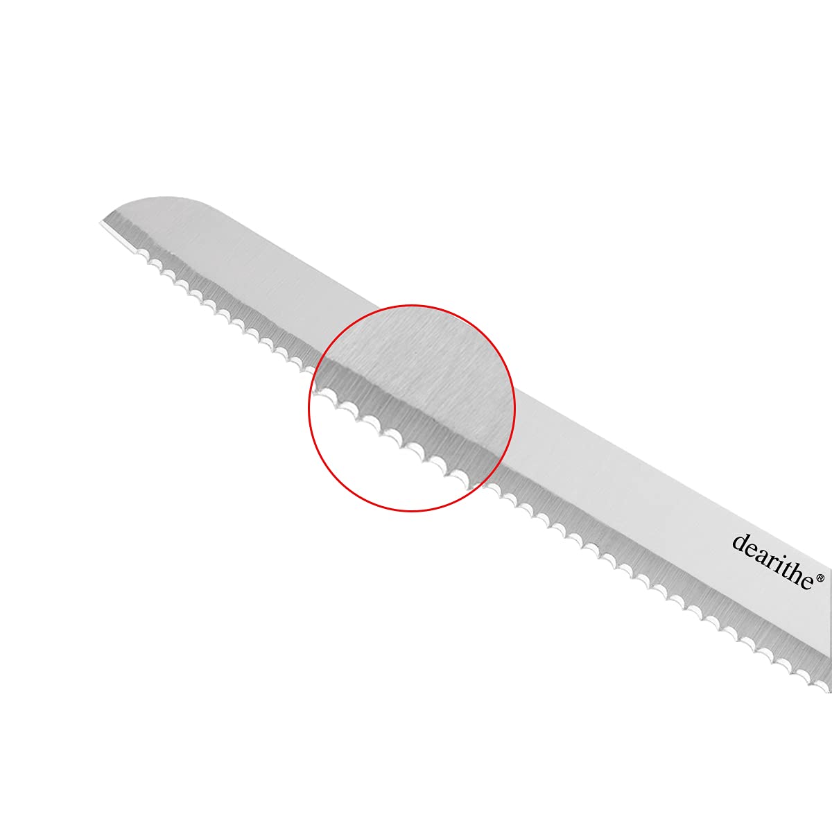 dearithe Serrated-Bread Knife 10 Inch, Black Full-Tang and Triple Rivet Stainless Sharp Wavy Edge Wide Bread Cutter, Professional for Slicing Homemade Bread, Bagels, Cake, Dishwasher Safe