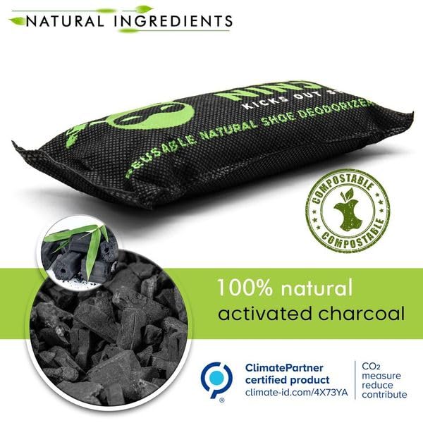 Shoe Deodorizer Inserts - Shoe Odor Eliminator - Activated Charcoal to Absorb Shoe Smell - Pack of 2 Shoe Smell Eliminator with Nail Clippers