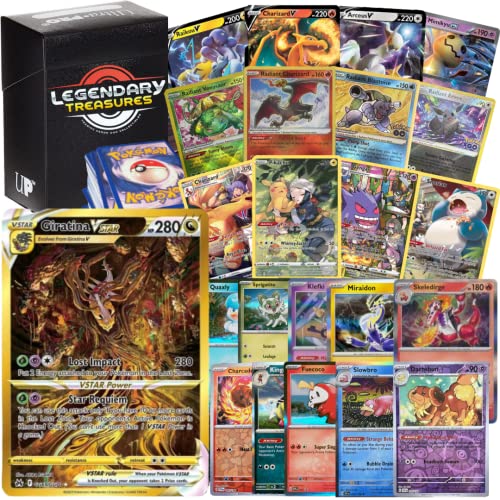 Legendary Treasures Limited Edition Golden Deck Box Bundle | 100+ Assorted Pokemon Cards | Guaranteed Gold Secret Rare + 2 Ultra Rares | 10 Holo Foils | 1 Trainer Gallery Card | 1 Radiant Rare