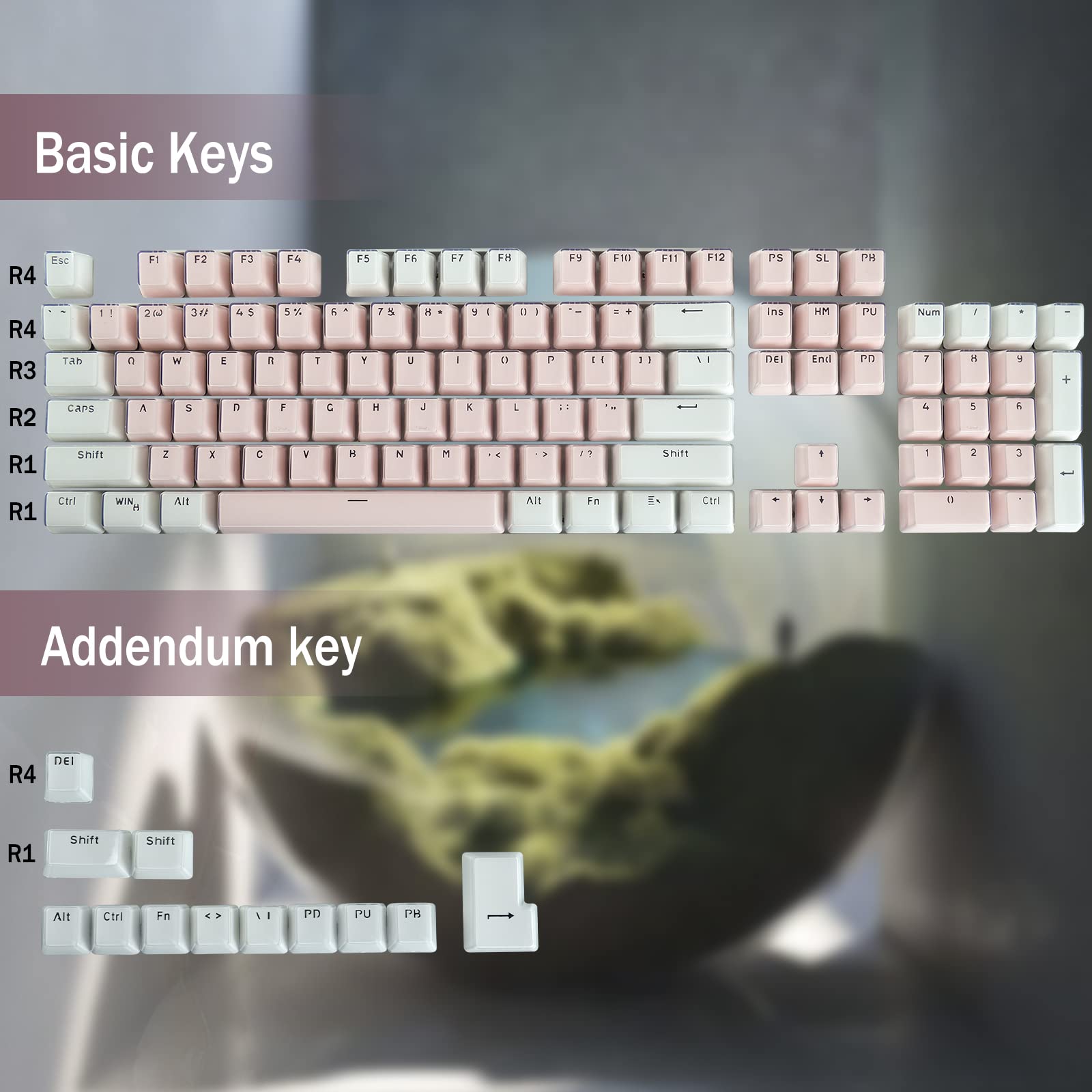Crystal Keycaps,OEM Keycaps Pink Keycaps with Keycaps Puller for Mechanical Keyboard Compatible with MX-Clone Switches (Pink)