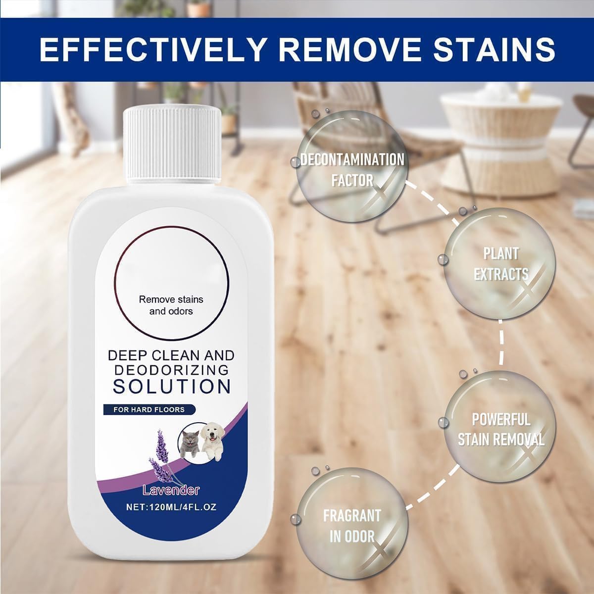 Floor Cleaning solution,Multi-Surface Floor Cleaning Solution,Household Floor Cleaner, Floor Cleaning Liquid for All-Robot Vacuum Cleaner with Mop and Cordless Wet-Dry Vacuum Cleaner(120ml) 