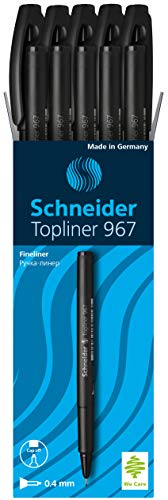 Schneider Topliner 967 Fineliner 0.4mm, Box of 10, Black (9671)