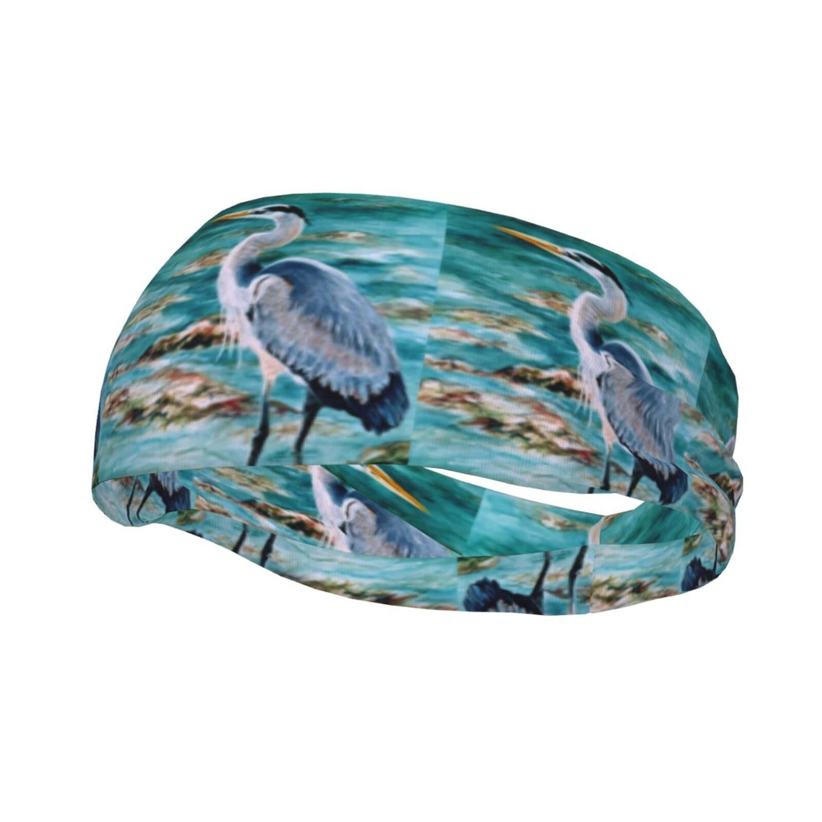 Camping Headband Great Blue Heron Moisture Wicking Non-Slip Sweatbands