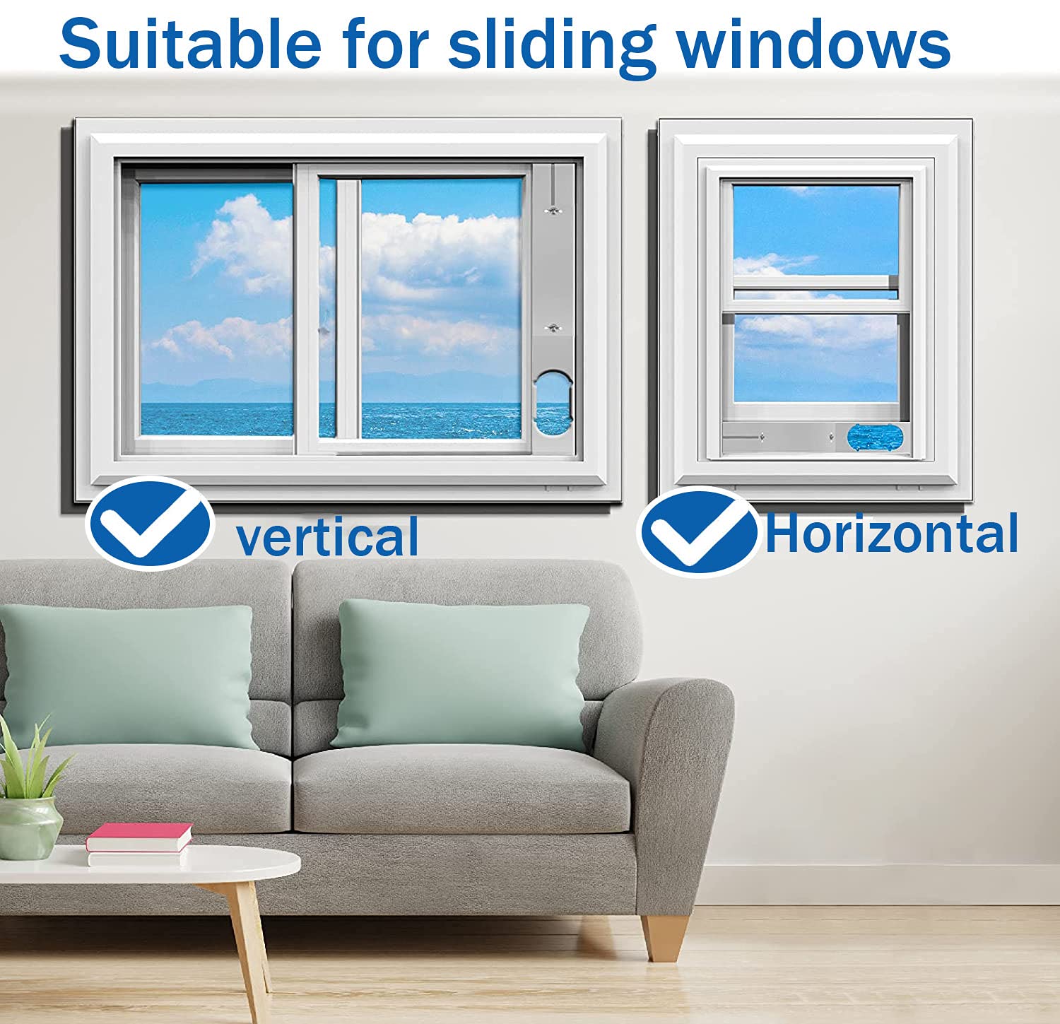 VARWANEO Portable Air Condition Window Seal Kit with 5.1in Coupler, 4pcs Adjustable Length Panel from 17in to 61 in,Portable AC Vent Kit Sliding Door air Conditioner kit