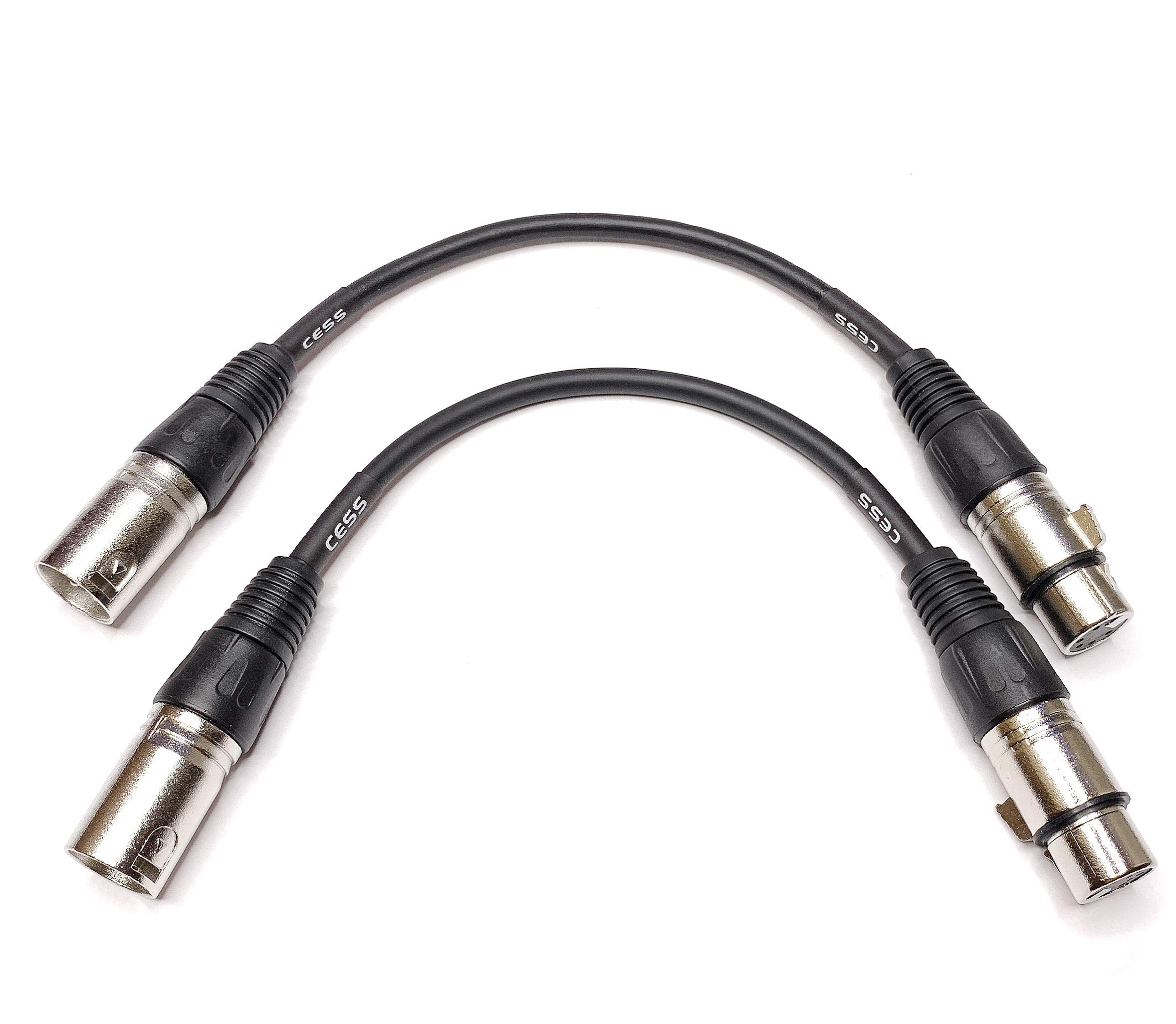 CESS-007 XLR3M to XLR5F DMX512 Adaptor Cable - 3-Pin Male XLR to 5-Pin Female XLR DMX Turnaround - 2 Pack