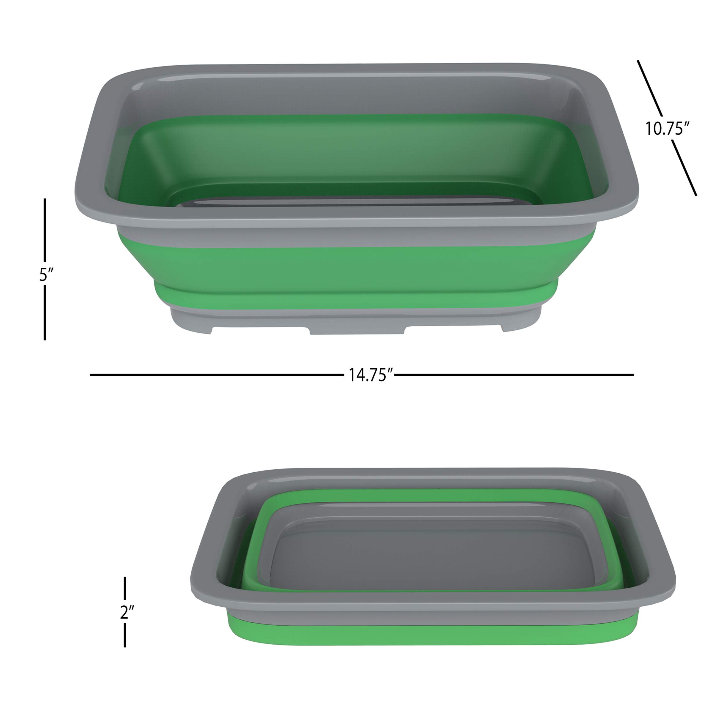 Collapsible Ice Bucket - 10-Liter Portable Outdoor Multi-Use Basin, Dish Tub, and Storage Basket for Camping and Tailgating by Wakeman (Green)