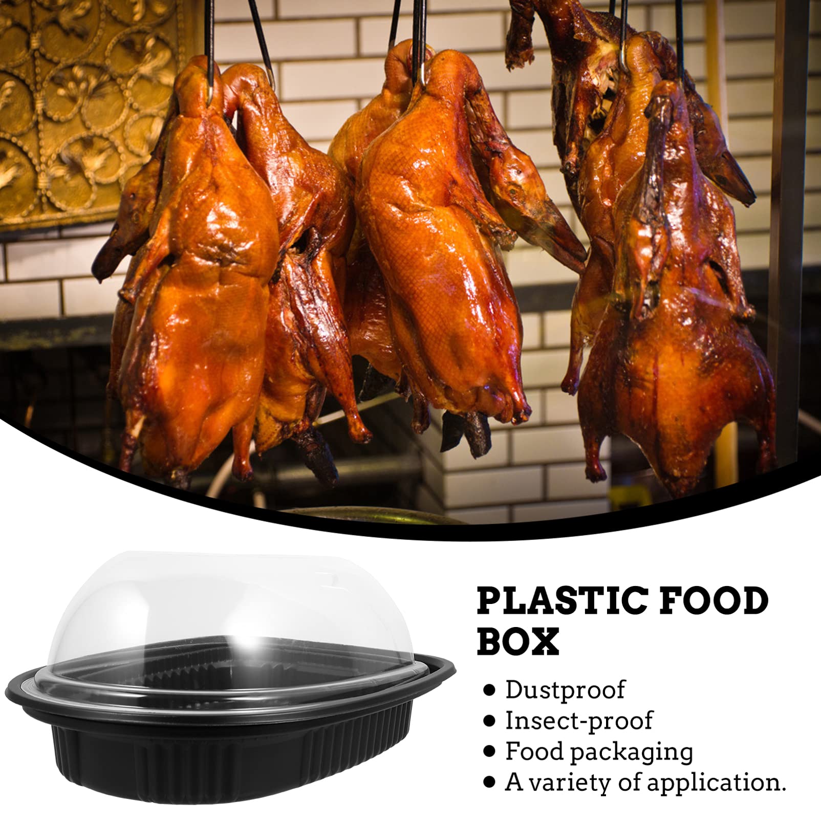 DOITOOL 10Pcs Rotisserie Chicken Roaster Container with Covers Plastic Disposable Take Out Containers Carrier with Clear High Dome Lid Without Handle