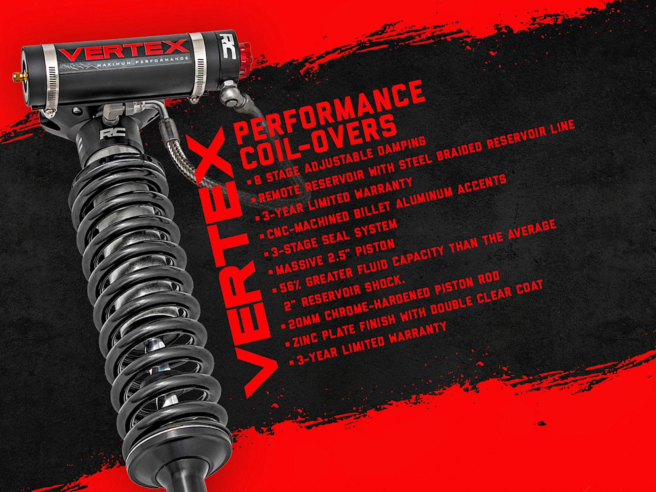 Rough Country 6.25-7.5" Front Vertex Coilovers for 07-18 Chevy/GMC 1500-689001